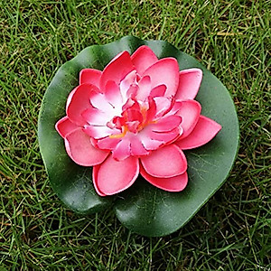 Toyvian 5PCS Artificial Lily Pads for Pond, Artificial Flowers Floating Foam Lotus Flower with Fake Lily Pads for Pool Garden Fish Pond Aquarium Pool Wedding Decor
