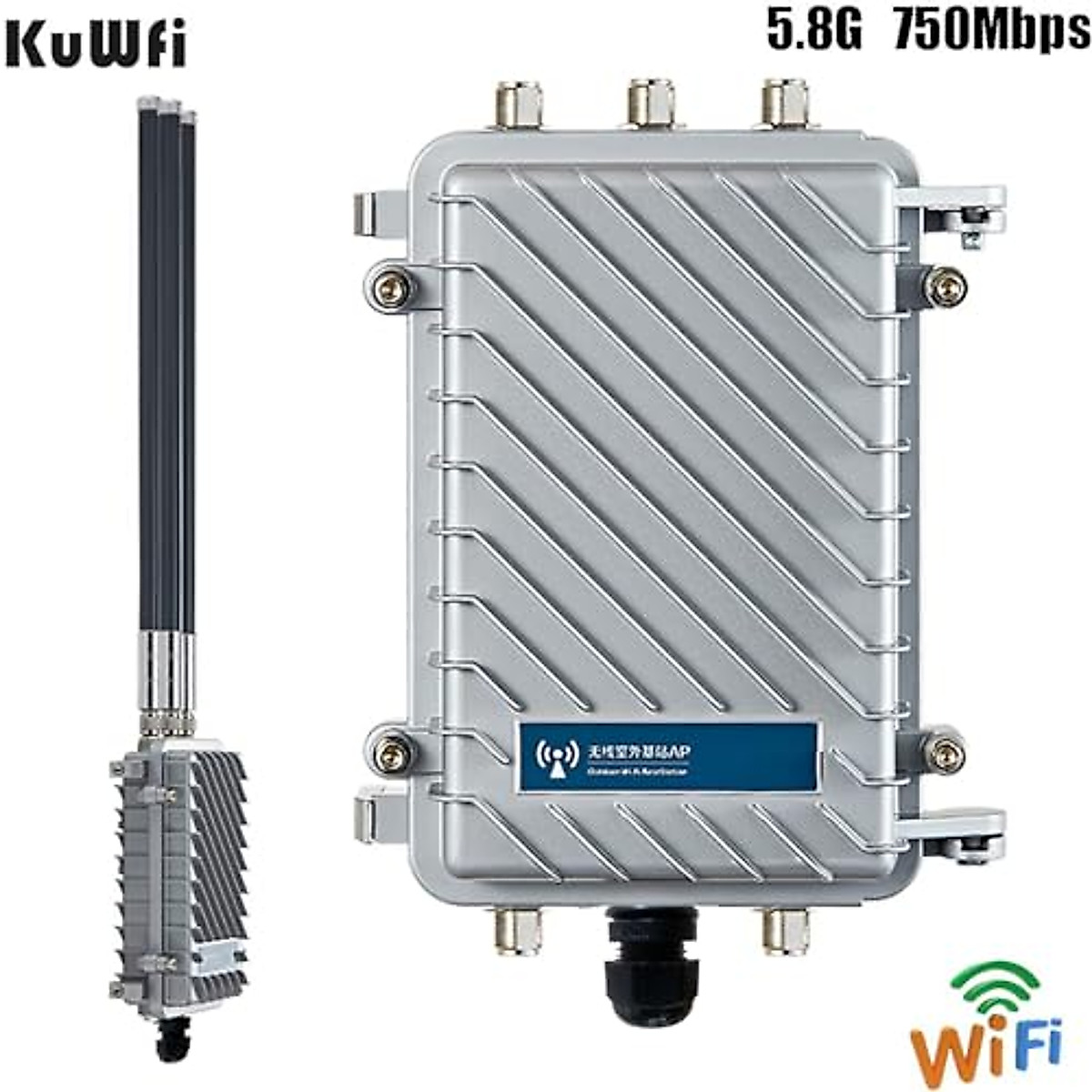 KuWFi Outdoor Wireless WiFi Access Point 11AC 750Mbps Dual-Band 2.4G/5.8G Antennas Waterproof Base Station AP Support Wireless AP/WiFi Repeater