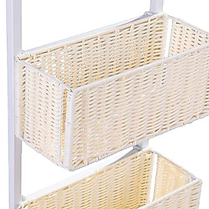 SEI Furniture Over-The- Door 3-Tier Woven Basket Storage, White