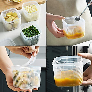 Sel natural Food Storage Containers with Lids Airtight,Plastic Reusable Fresh Produce Fruit Storage Organizer Storage Bin with 6 detachable small boxes for Storing Fish, Meat, Vegetables