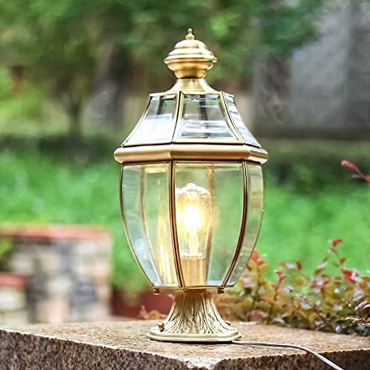 MODEBHD Retro European E27 LED Garden Landscape Waterproof Column Lamp Post Pillar Light Vintage Outdoor Table Lamp Rainproof Lawn Garden Lights Aluminum Street Post Lights