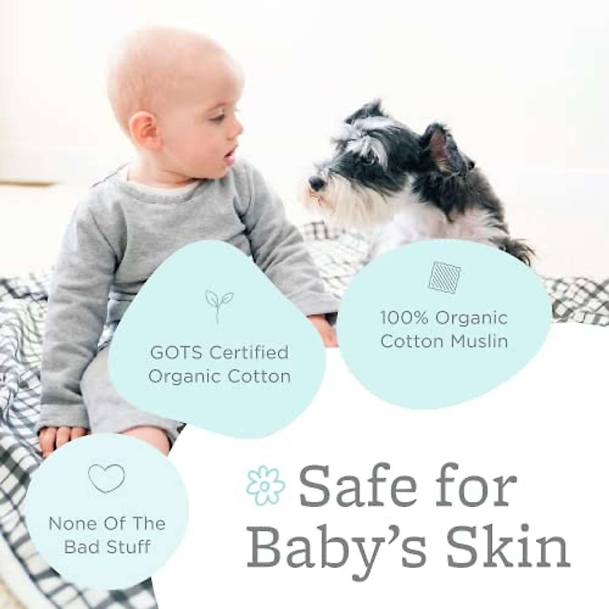 MONICA + ANDY Organic Cotton Muslin Baby Blanket - Unisex Crib and Tummy Time Blankets for Girl or Boy - Infant, Toddler, or Big Kid Blanket - 47”x47” (Pink Cabana Stripe)