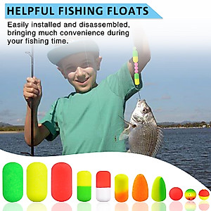 SILANON Pompano Rigs Floats Beads Kit,Foam Snell Fishing Floats Bobbers for Surf Fishing Live Bait Walleye Rig Making Accessories Bullet Cylinder Float for Trout Catfish