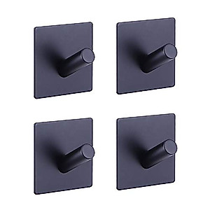 kimzcn Towel Hook/Adhesive Hooks - Wall Hooks for Coat/Robe/Towels Stick on Bathroom/Kitchen, Stainless Steel 4-Packs