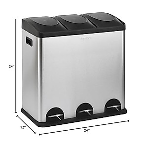 Step N' Sort The 16-Gal. 3-Compartment Stainless Steel Trash and Recycling Bin