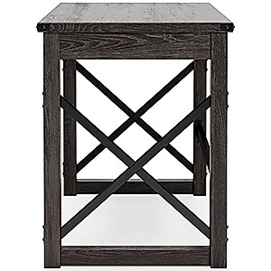 Signature Design by Ashley Freedan Rustic Farmhouse Home Office Desk, Dark Gray
