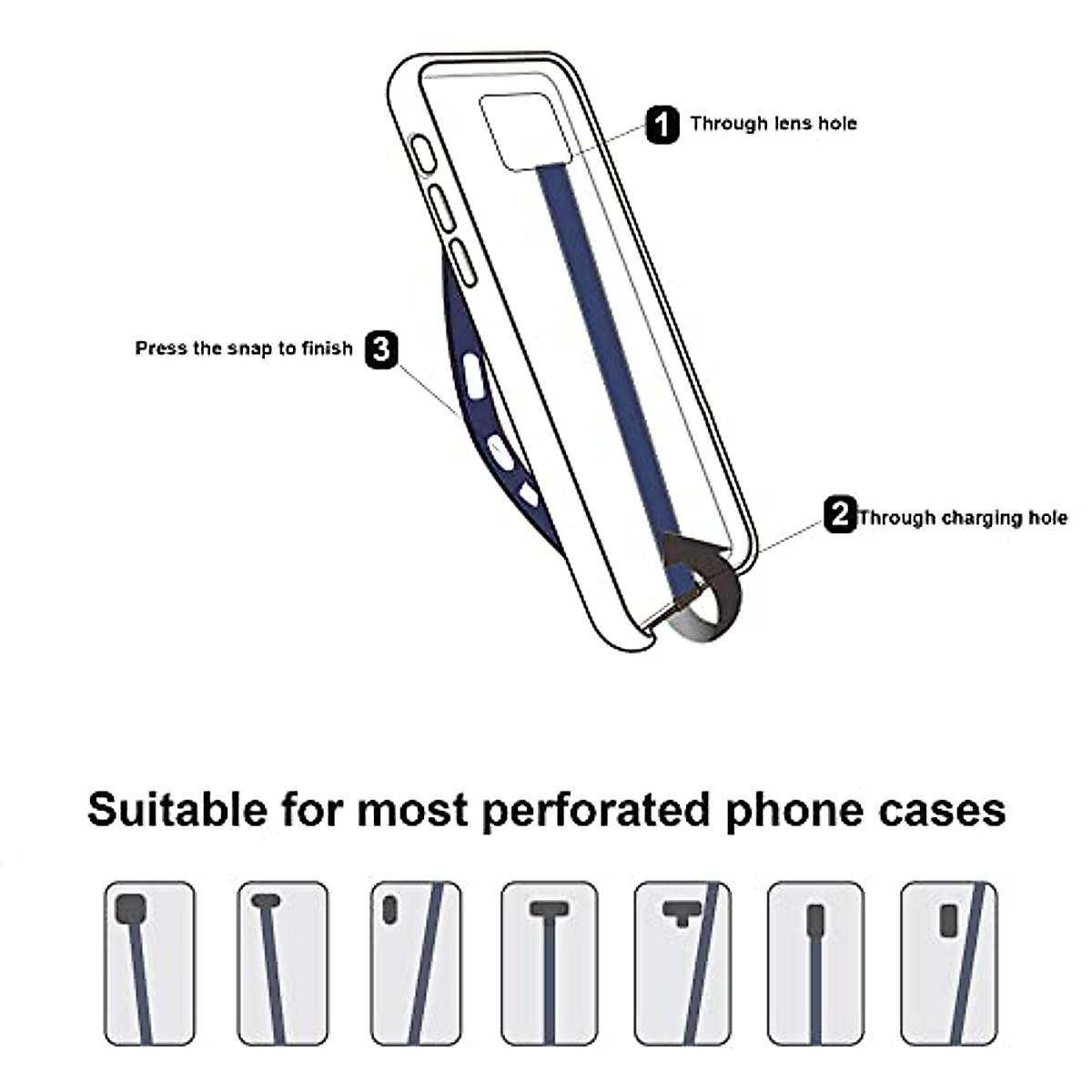 WeLohas Elastic Silicone Phone Strap,Adjustable Length Phone Grip,Finger Hand Holder for Cell Phone Back,Comfortable Soft Stretching Phone Loop Lanyard,Suitable for 4.7"- 6.7" Most Phone Case 2 Blue