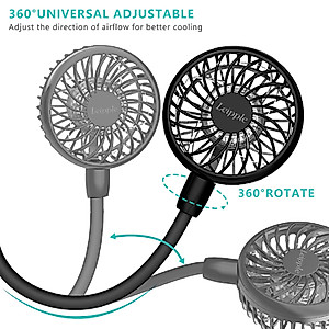 Leipple Neck Fan Portable - 5000 mAh USB Fan Sport Fan with 6 Speeds, Rechargeable Design - Handfree Wearable Personal Neckband Fan can Lasts for 26h for Travel,Office