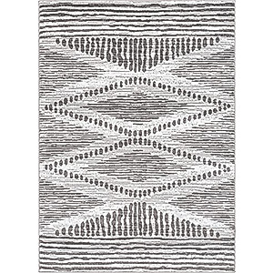 Well Woven Axasta Ivory Grey Diamond Medallion Tribal Area Rug 3x5 (3'11" x 5'3")