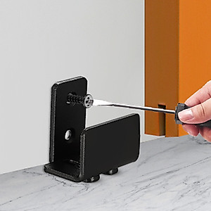Sliding Barn Door Bottom Floor Guide, 4 Pcs U Shape Sliding Barn Door Hardware, Black Adjustable Floor Guide Wall Mount & Flush Flat Bottom Design for Door Cabinet, Up to 1-7/16" W 1-7/8" H