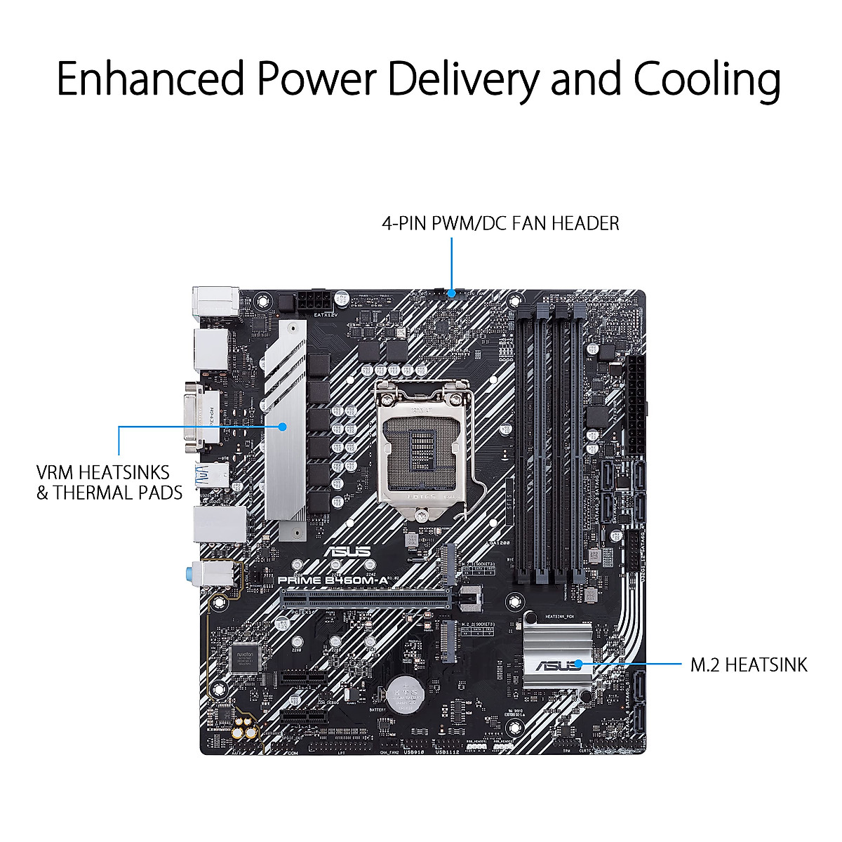 ASUS Prime B460M-A LGA 1200 (Intel® 10th Gen) Micro ATX Motherboard (Dual M.2, 1Gb LAN, USB 3.2 Gen 1 Ports, HDMI, DisplayPort, 4K@60Hz and Aura Sync RGB)
