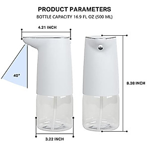 Automatic Soap Dispenser 16.9 oz/500 ml Touchless Hand Free Soap Dispenser with 2 Adjustable Level and Infrared Motion Sensor for Bathroom Kitchen, Home Office, Hotel and Outdoor