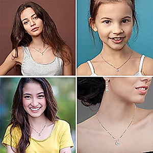 DOWOS 925 Sterling Silver Dainty Diamond Necklace for Women Mother's Day, 18K White Gold Plated 8mm Round Brilliant Cut Solitaire Pendant Necklace for Women, Classic 4 Prong 18''+2'' Dainty Chain Necklace 8mm/2carat(white gold)
