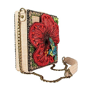 Mary Frances Meet Me in The Tropics Beaded Hibiscus Crossbody Handbag, Multi
