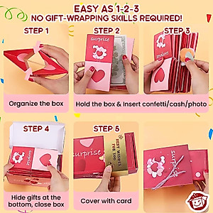 ZSJGGBOY Merry Christmas Surprise Gift Boxes, Joyjoyset, Joy Joy Snow Folding Pop-Up Explosion Gift Box, Surprise Gift Box Explosion for Money Christmas (Red+Green)