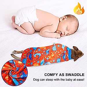 LovinPet Big Dog Fleece Coat - Winter Warm Pet Clothes for Small Dogs, Skin-Friendly Flannel Fabric Clothes for Dog, Dinosaur Jungle Red Prints Dog Sweater, Dog Outfit for Fall and Winter,