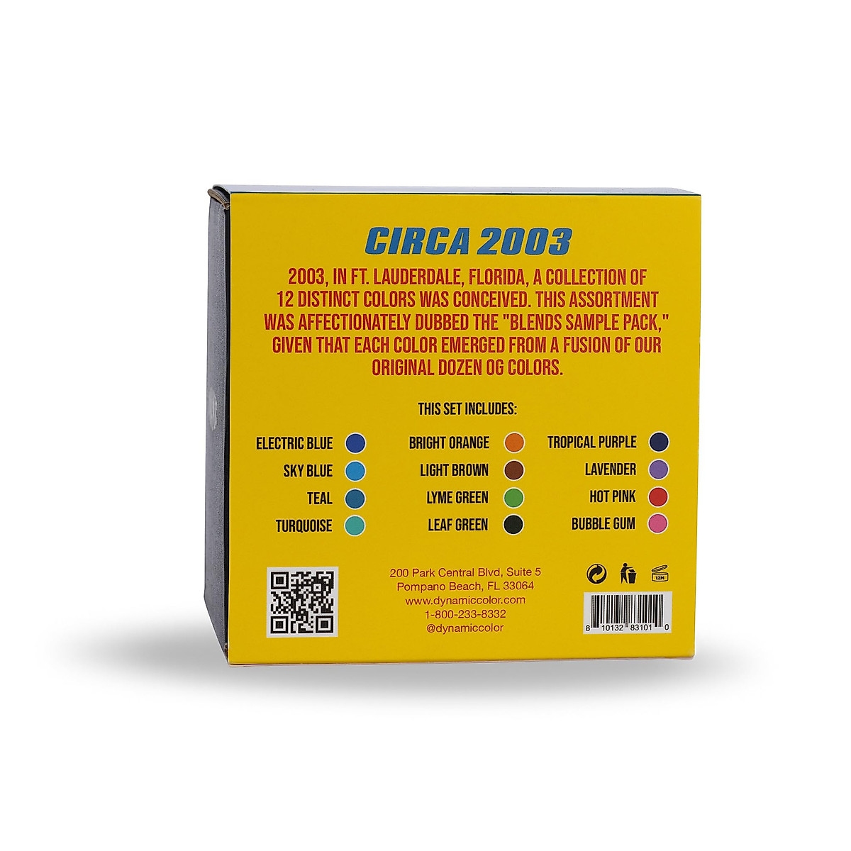 Dynamic Color Co - Circa Color Set 1oz Includes: Electric Blue, Sky Blue, Teal, Turquoise, Bright Orange, Light Brown, Lyme Green, Leaf Green, Tropical Purple, Lavender, Hot Pink, Bubble Gum Pink