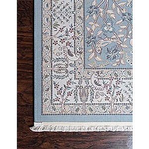 Unique Loom Narenj Collection Classic Traditional Textured Hunting Design Area Rug, 8 ft x 10 ft, Blue/Tan