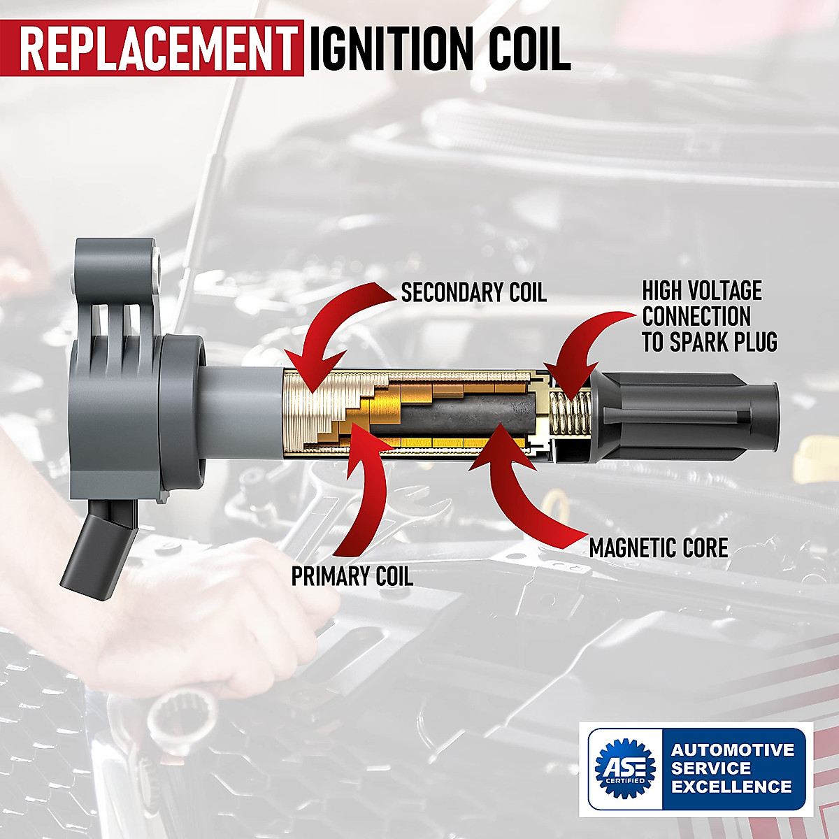 Ignition Coil Replaces 90919-A2007, Compatible with Lexus, Toyota & Scion 2.7L, 3.5L V6 Vehicles - Coil Pack Fits, Camry V6, Avalon, Rav4, Sienna and more