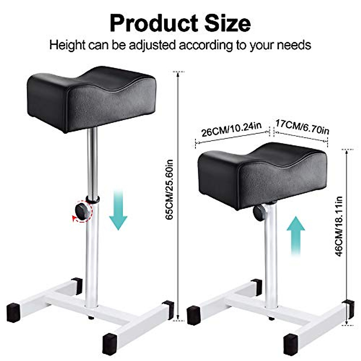 Kalolary Pedicure Manicure Footrest Adjustable Seat Height Technician Nail Equipment Salon Spa (Black)