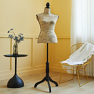 Female Mannequin Adjustable Dress Form-Large Torso Tripod Stand Display，100% Handmade Soft Stretchy，High Density Foam Portable Display Mannequin, for Sewing Dressmaker Jewelry Display(Brown)