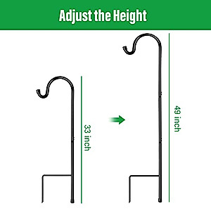 GOFORWILD Shepherd Hook 4 Pack Adjustable, 49 inches Tall, Made of Premium Metal for Garden Decor, Plant Hanger, Lantern Hook, Solar Light Hanging, 7014