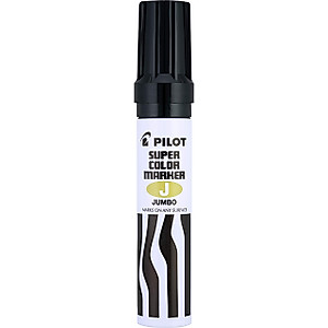 PILOT Super Color Jumbo Refillable Permanent Markers, Black Ink, Extra-Wide Chisel Point, 12-Pack (43100)