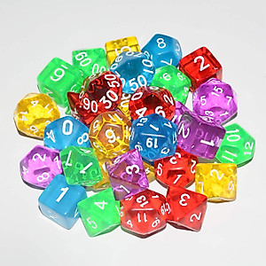 DND Dice 5×7 Sets, 35Pieces Transparent Rainbow Polyhedral DND Dice for RPG MTG Table Game Dice
