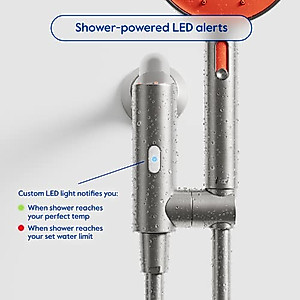 hai Smart Shower Head, Bluetooth Handheld Water Saving Showerhead with Adjustable High Pressure to Spa-Like Mist, Stainless Steel, Easy Installation, Customizable LED Lights, Persimmon, 1.8 GPM