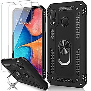 MERRO Galaxy A20 Case with Screen Protector,Galaxy A30 Cover Pass 16ft Drop Test Military Grade Shockproof Protective Phone Case with Magnetic Kickstand for Samsung Galaxy A20/A30 Black