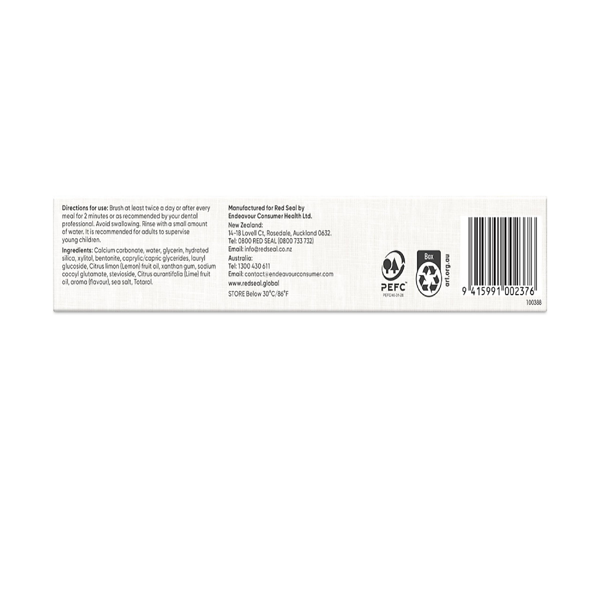 Red Seal Lemon Toothpaste, Friendly Mint Free for Adults with Mint Aversions, Fluoride Free, No SLS, Fresh Citrus Flavor – Refreshing Natural Lemon Flavored Toothpaste, No Mint Flavor 3.5oz