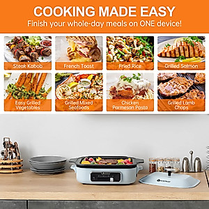 Indoor Electric Grill Appliance Griddle Party Electric Skillets Set with 5 Removable Nonstick Plates for Grilling, HotPot, BBQ, Dessert,Stir Fry, Paella Pasta Pot, All in One Cooking Machine