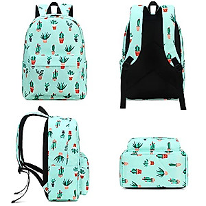 Esfoxes Cactus School Backpack for Girls, Kids Teens School Bags Bookbags Set with Lunch Bag Pencil Bag
