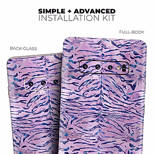 DesignSkinz Purple Watercolor Tiger Pattern Protective Vinyl Decal Wrap Skin Cover Compatible with The Samsung Galaxy S20 (Screen Trim & Back Glass Skin)