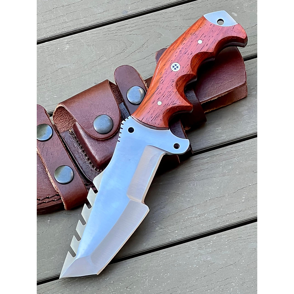 TR-1168 Custom Handmade Damascus Steel 10 Inches Tracker Knife - Perfect Grip walnut wood Handle (TR-2150)