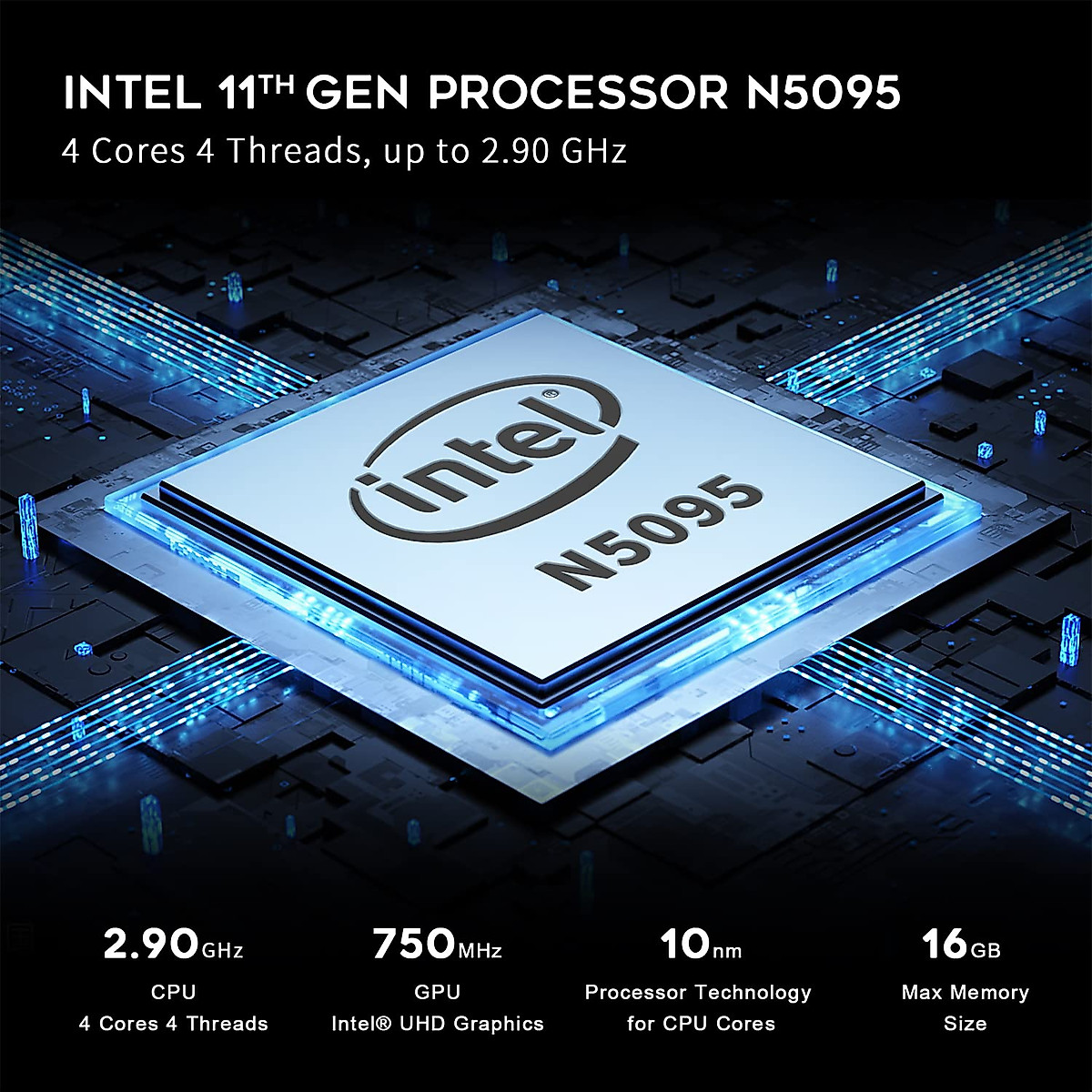 Beelink New 11th Gen Intel 4-Cores N5095, Mini PC 8GB DDR4 RAM 256GB SSD, Mini Computer Dual HDMI 4K UHD/Gigabit Ethernet/Dual WiFi/BT/for Home/Office