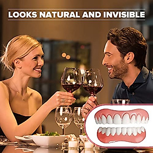 2 PCS Veneers Dentures Socket for Women and Men, Dental Veneers for Temporary Tooth Repair Upper and Lower Jaw, Protect Your Teeth and Regain Confident Smile, Bright White-2