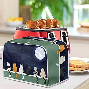 Baxinh Galaxy Print Oven Cover Kitchen Bread Machine Protector, Moon Cat 4 Slice Toaster Cover for Home, Anti Dust Fingerprint Coaster Cover, Kitchen Small Appliance