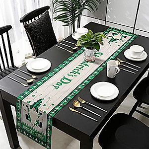 St Patricks Day Table Runner, 72 Inches Long Green Burlap Table Decor Runner, Gnome Grass Rectangle St. Patrick's Day Runners, Perfect Irelan Table Decorations Decor for The Home ( 13 x 72 Inches )