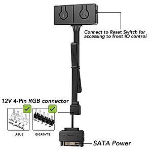 EZDIY-FAB 12V to 5V RGB Converter, 3-Way Splitter, SATA Connector, 50 Color Modes, 100x 5V LEDs