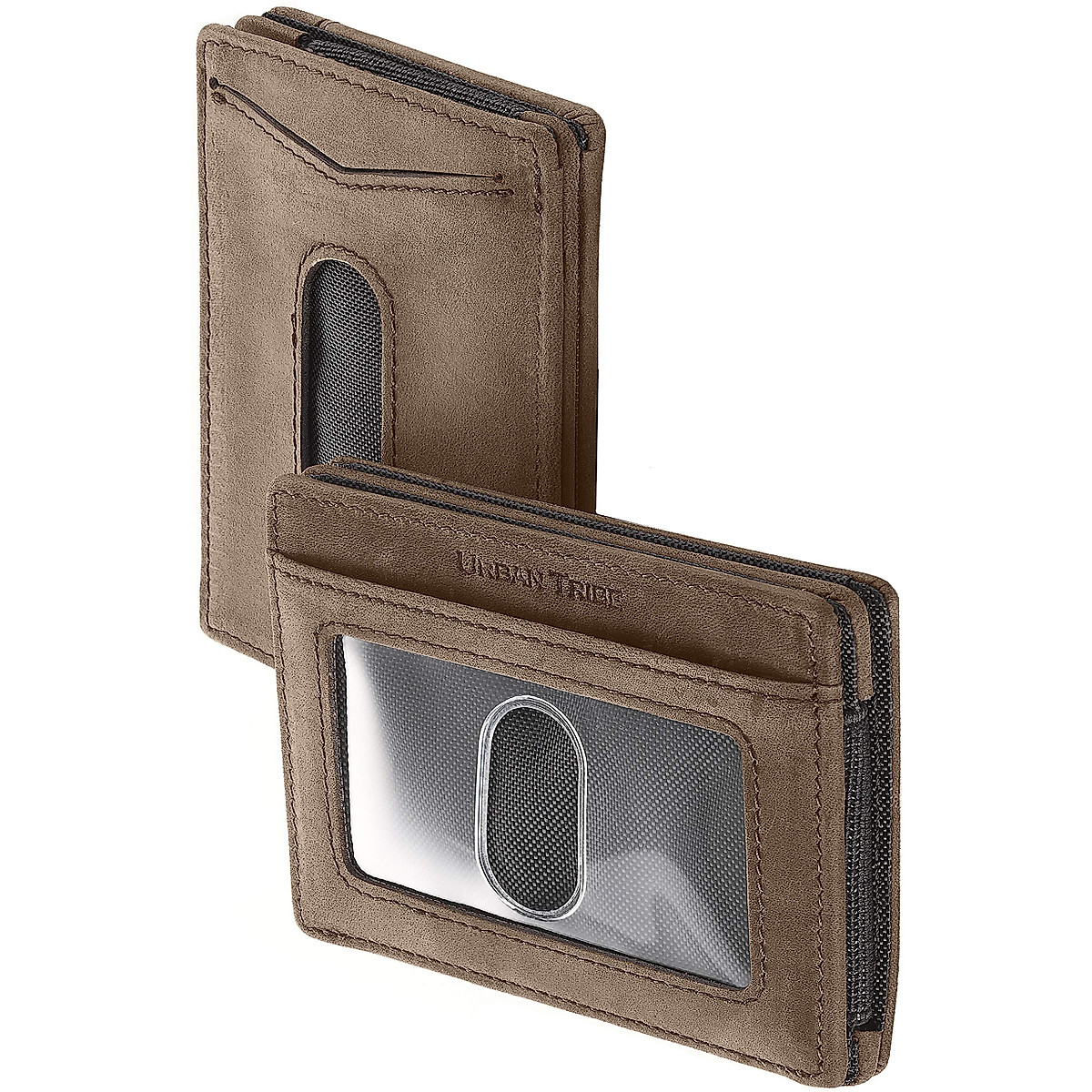Urban Tribe Compact RFID Sleeve Wallet Premium Leather Minimalist Money Clip Card Holder