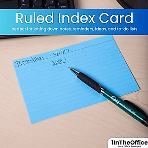 1InTheOffice Index Cards 4x6 Ruled Colored, Assorted 200/Pack