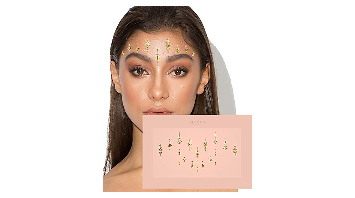 Priyanka Gold Bindis - Crystal Indian Face Jewels