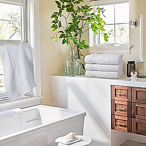 ERINA Large Hand Towels 16 x 28 Inch (4 Pack) - Heavy GSM 100% Ring Spun Combed Cotton Quick Drying Highly Absorbent Towels - Soft Hotel Quality for Bath, Gym and Spa (White)