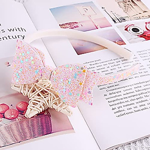 Lizioo 6 Pack Girls Headbands Glitter Kids Headbands Bow/Heart/Star Headbands Sweet Hairband For Toddler/Girls/Teens
