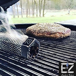 BBQFAM 12" EZ Smoker Tube, Stainless Steel BBQ Smoker Tube-Wood pellet tube, Smoker tube for gas grill, The Hexagonal Pellet Smoke Tube on Instagram and FB (1, 12")