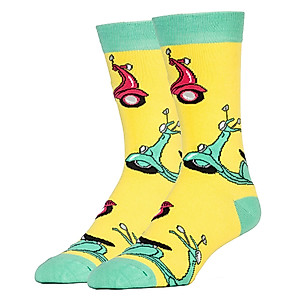 Oooh Yeah Men's Novelty Time to Travel Crew Socks, Fun Funny Transport Sport Car Socks, Crazy Cool Casual Dress Socks