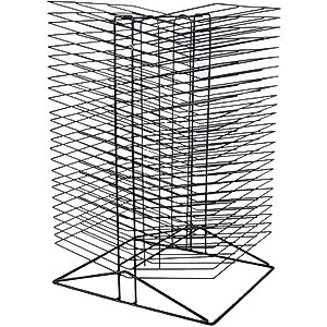 Drying & Print Racks, Back-to-Back 24-Shelf Drying Rack with 48 Wire Shelves for Mobile Classrooms Art Studios and Home Use