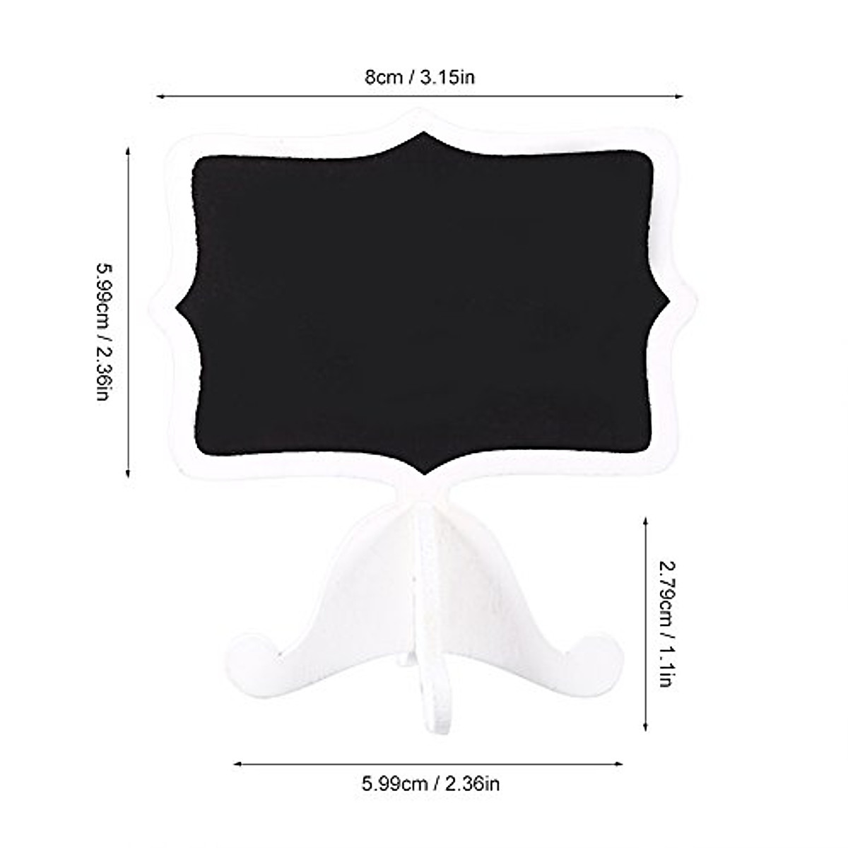 Yosoo 10Pcs Mini Wooden Chalkboard Blackboard Message Table Number Sign with Base Stand for Wedding Party Decor (White)