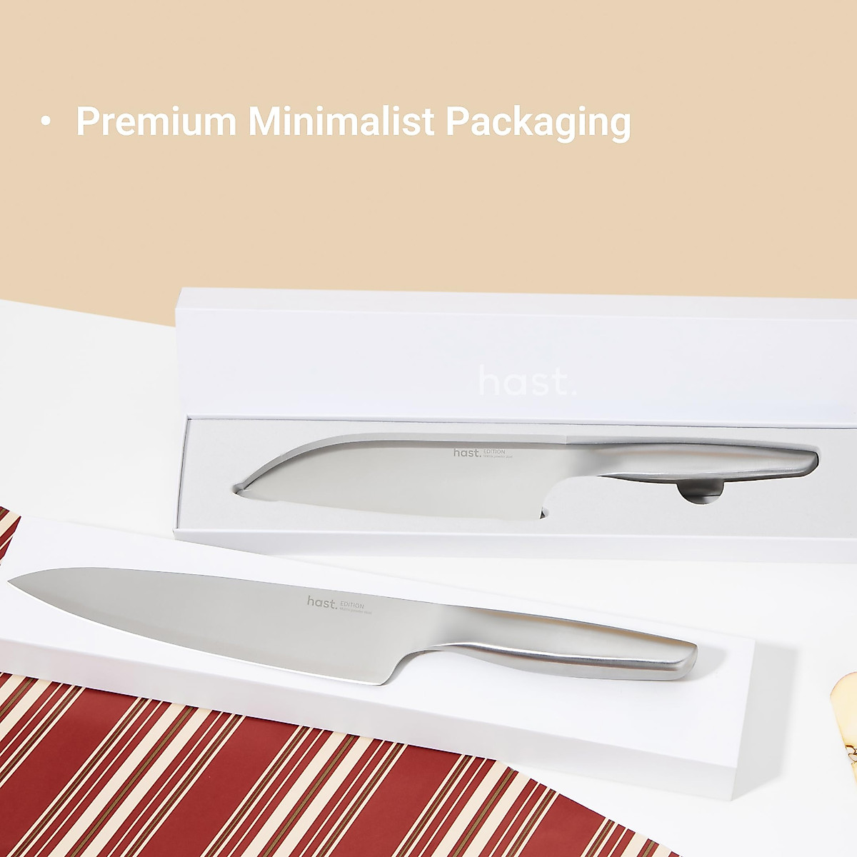 HAST All-New Santoku Knife - 6.3” -High Performance - Powder Steel- Patented - Japanese Blade Style - Award Wining Minimalist Design-Ergonomic Handle-Minimalist Kitchen Decor (Titanium Black)